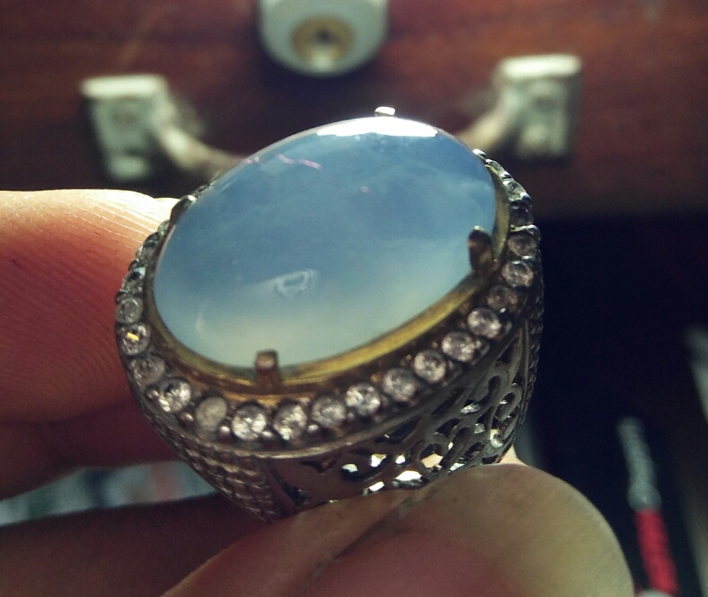 BATU AKIK INDONESIA: BATU BIRU LANGIT BL02 [ BLUE CHALCEDONY ]