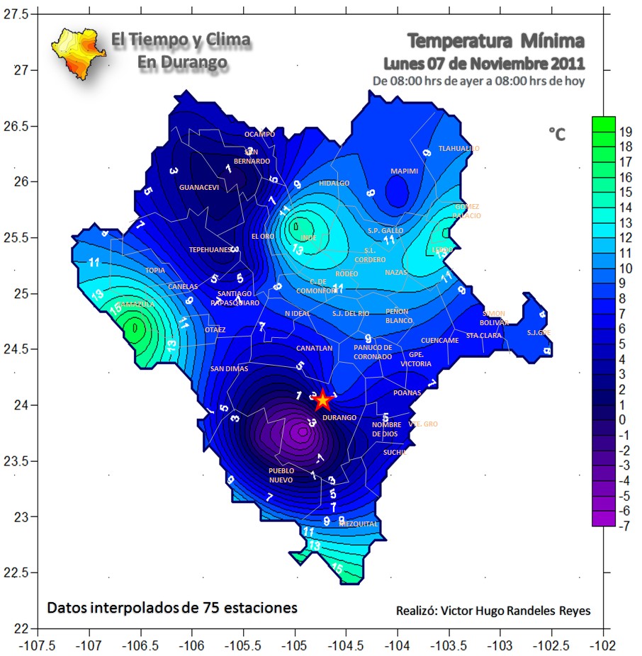 EL TIEMPO Y CLIMA EN DURANGO: MAPAS DE LLUVIA Y TEMP EN 24 HRS