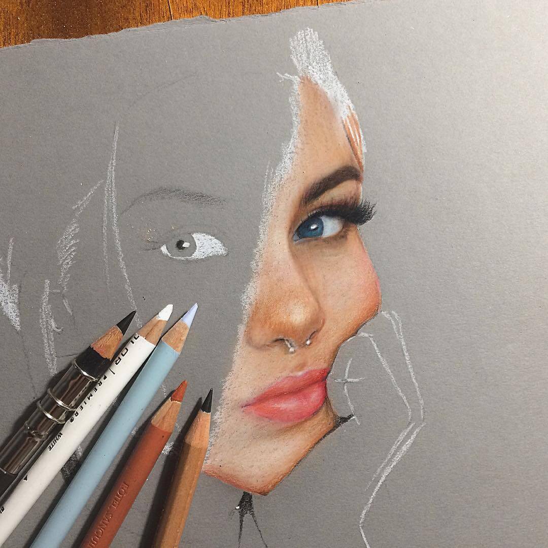 Realistic portrait realistic color pencil drawing - opoliswery