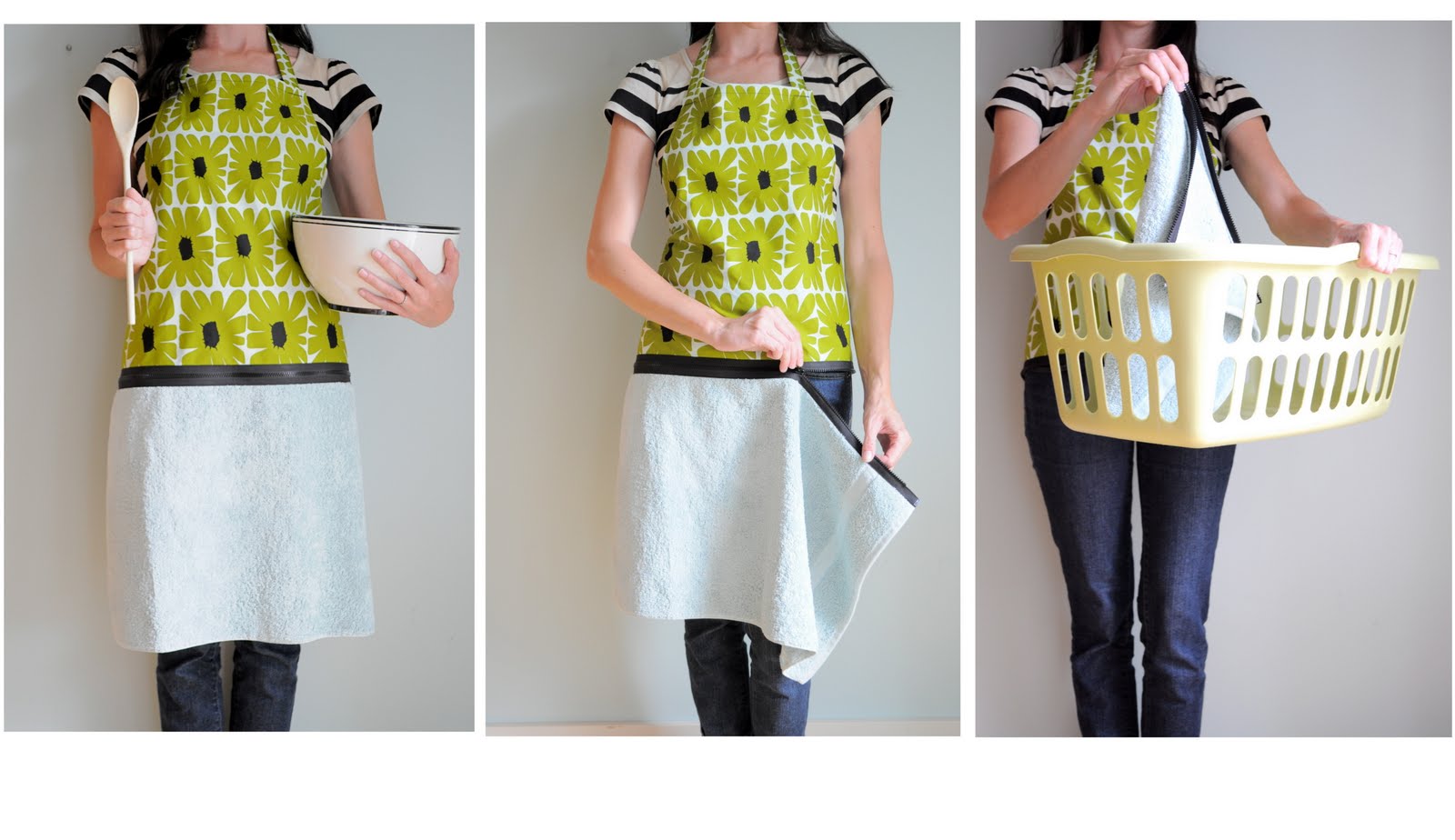 H is for Handmade: Hand Towel Apron With Zipper - Tutorial