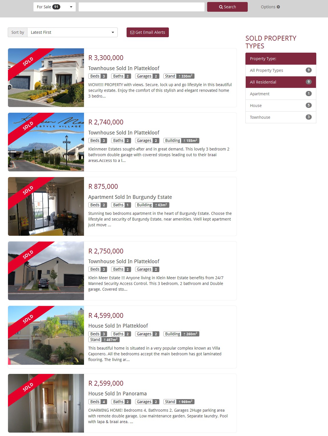 Showcase your sold property listings on your Flex Website