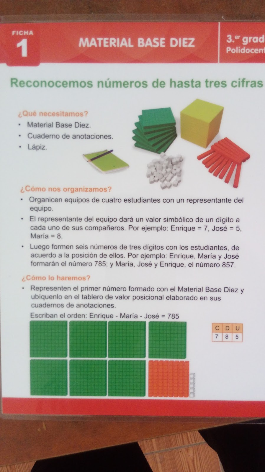 Proyecto de Innovación Pedagógica: Material Base 10 en el tercer grado