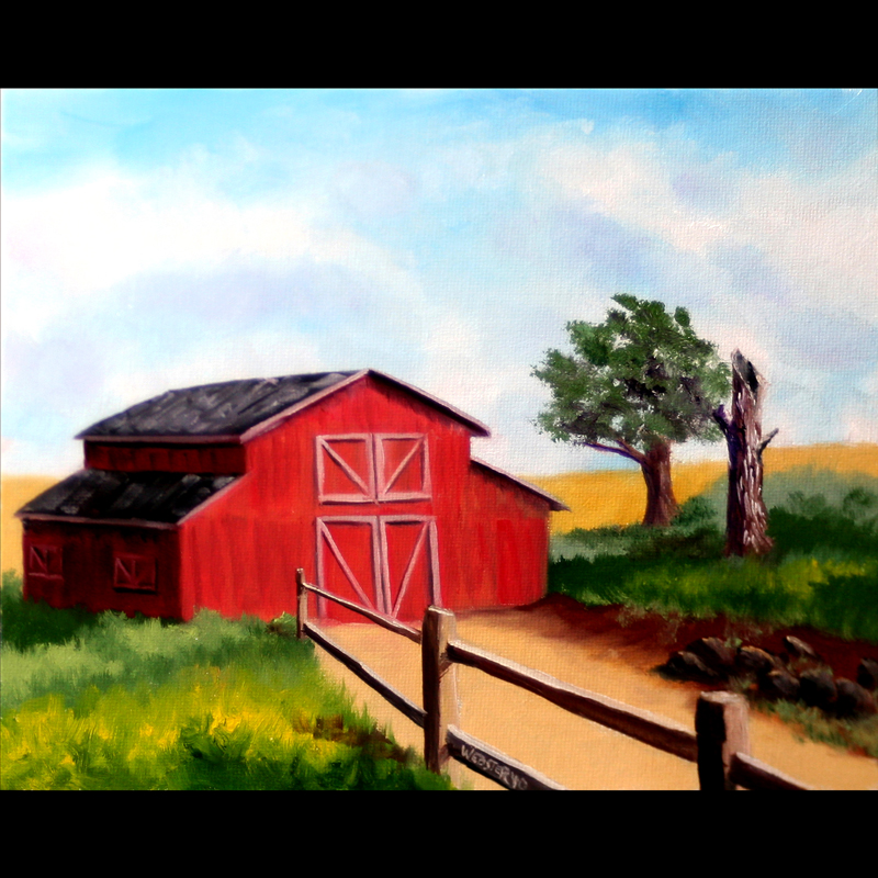 Mark Adam Webster: Mark Webster - Barn Landscape Oil Painting