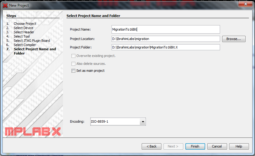 Directory Selection Mplab X IDE