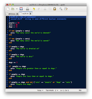 TESTHEAD: Exercise 29: What If: Learn Ruby the Hard Way: Practicum