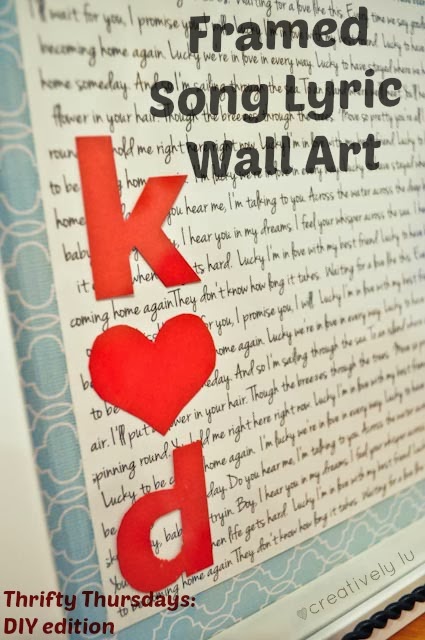 Creatively Lu: Thrifty Thursdays:Kristin's DIY Framed Song Lyric Art