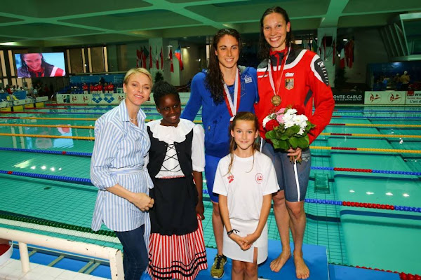 Princess Charlene & Prince Albert at Mare Nostrum swimming competition