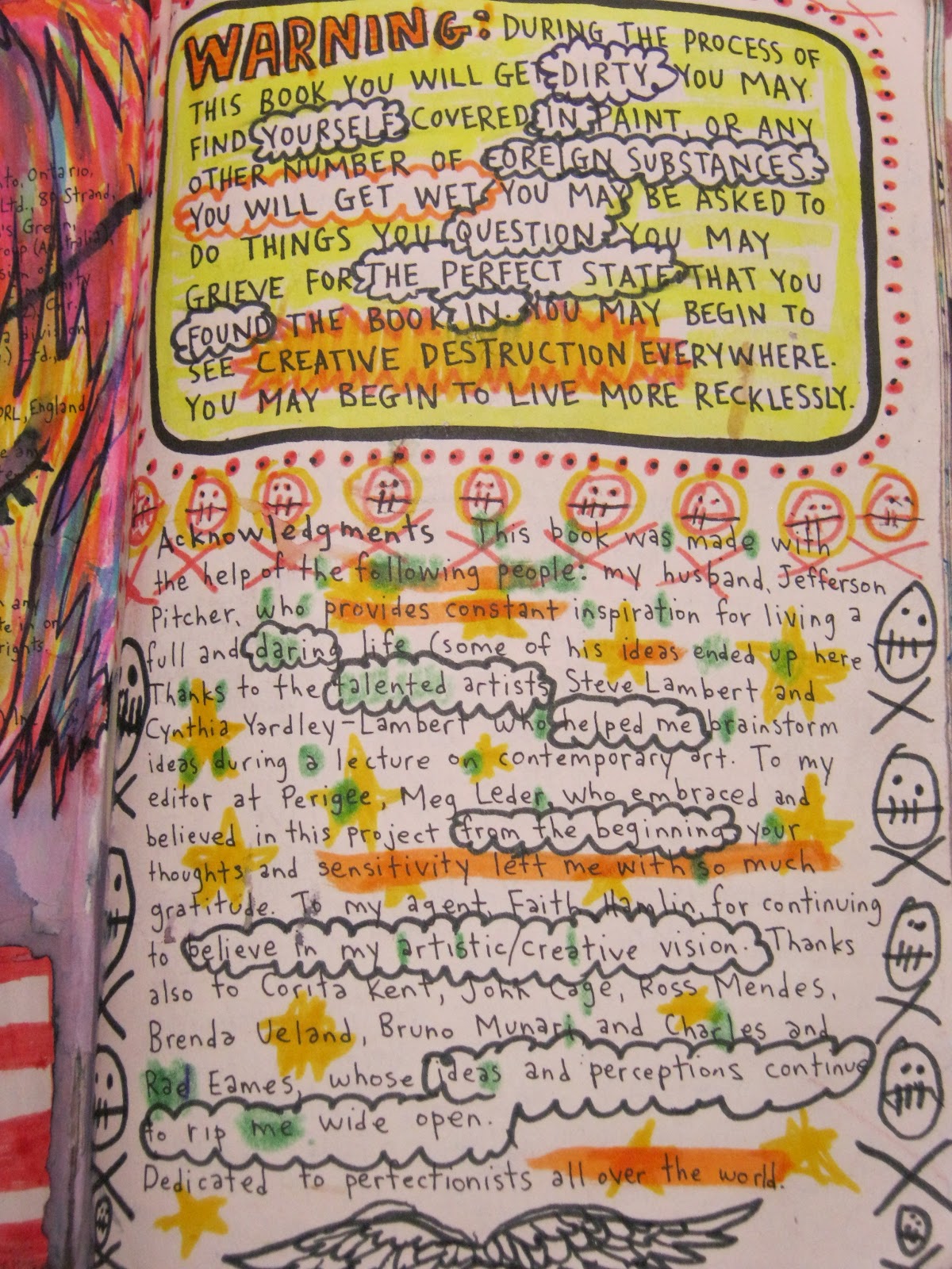 Wreck This Journal Warning Page