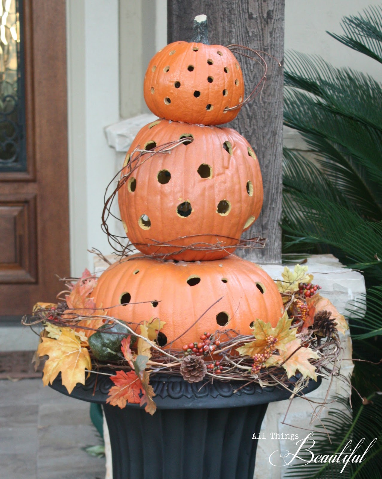 All Things Beautiful: DIY Fall Porch {Pumpkin Topiary}