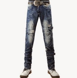 Best Men Faded Denim Blue Emo Punk Rock Biker Fashion Jeans Shop SKU ...