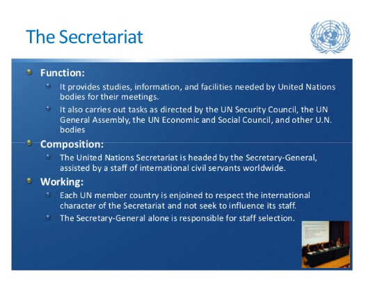 THE SECRETARIAT - United Nation Organisation