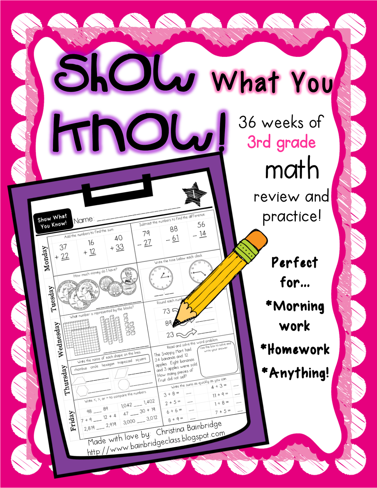 Welcome to the UNI-corner: New 3rd Grade Math "Show What You Know" Pack!