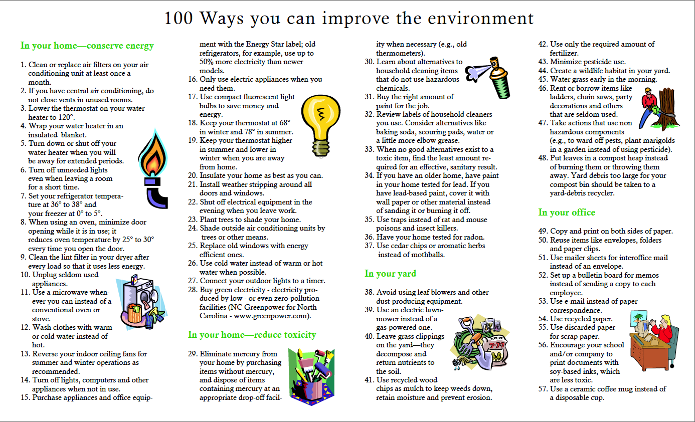 Eco Friendly: 100 Ways to Improve the Environment