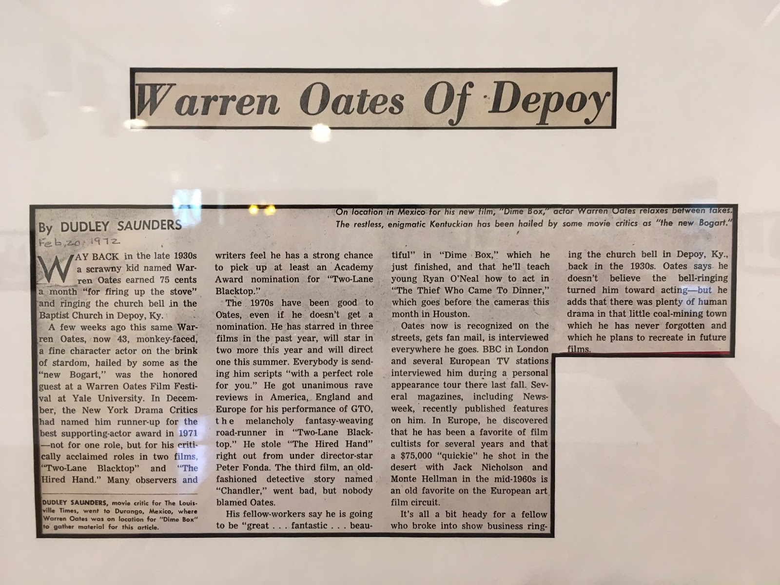 Soldier of Cinema: WARREN OATES: "I DON'T KNOW WHERE HOME IS". My Visit ...