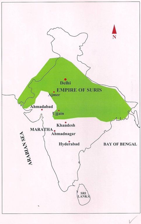 History of Pashtuns: Map of Suri Empire