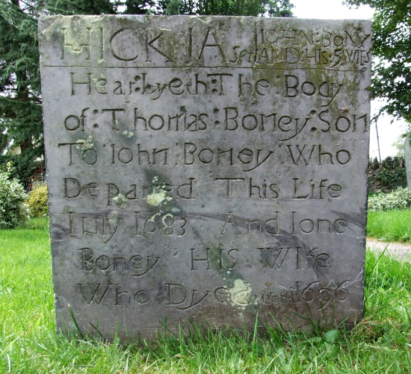 Here Lieth: Thomas Bony - Newtown Linford