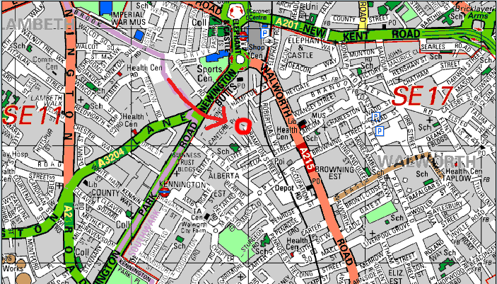 London Map Elephant Castle