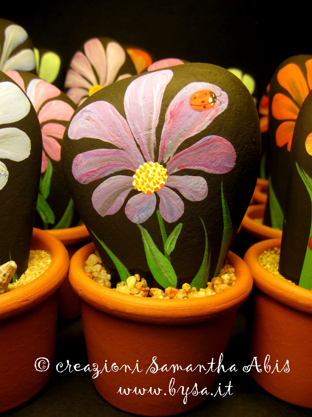 Bomboniere matrimonio: margherite colorate dipinte su sasso , in ...