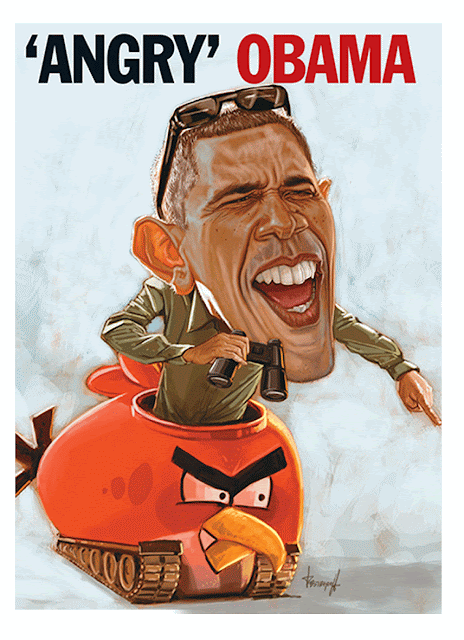 RESTREPO: "Angry" Obama. Ilustración para la revista SEMANA.