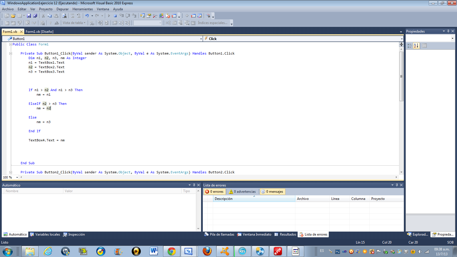 windows form,Visual Basic: ejercicios en windows form