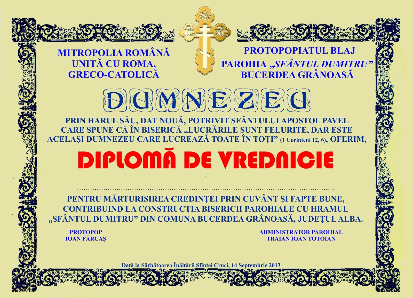 Biserica Sfântul Dumitru, Bucerdea Grânoasă: septembrie 2013