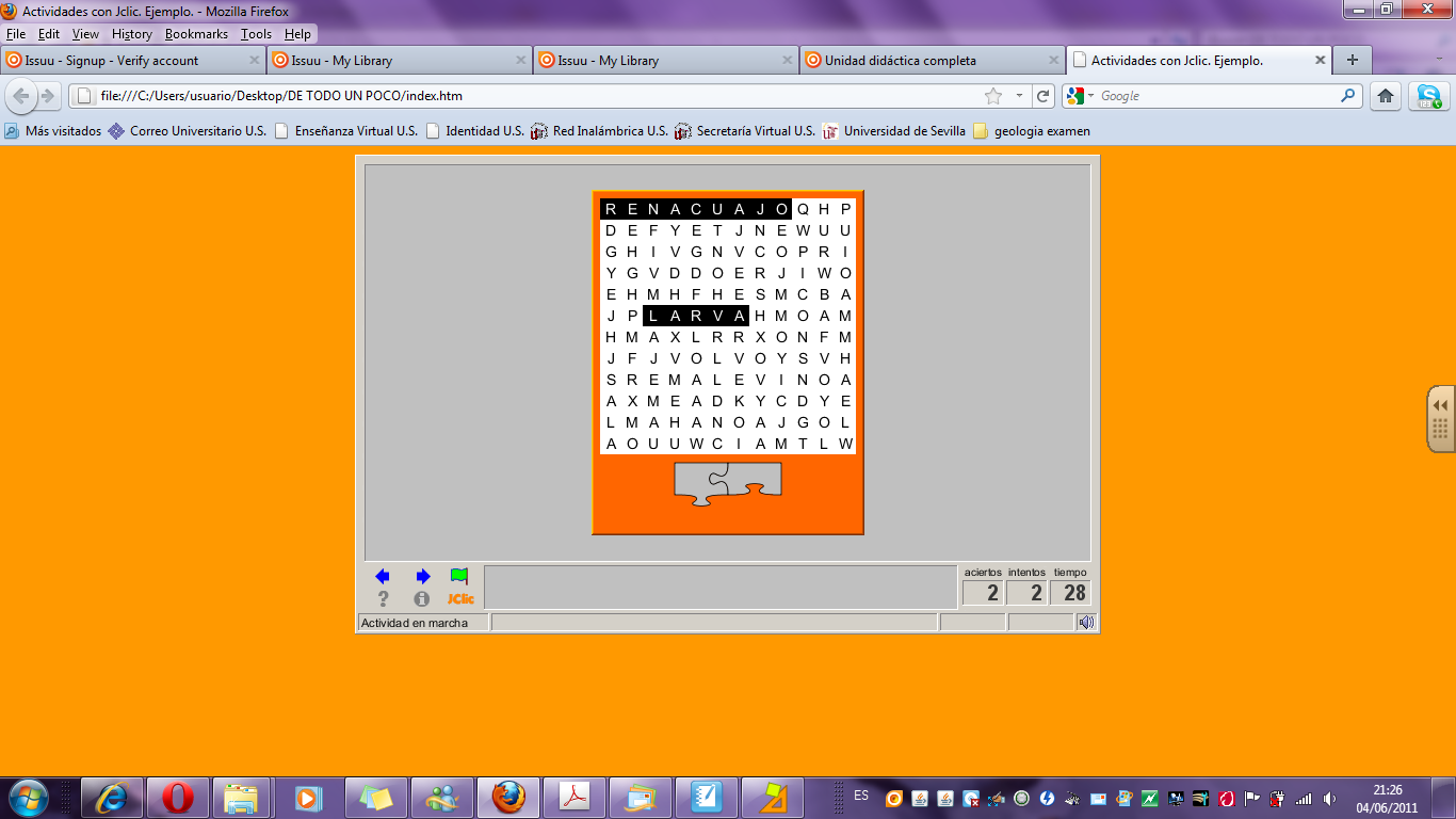 Unidad didáctica: Animales: Actividades Jclic