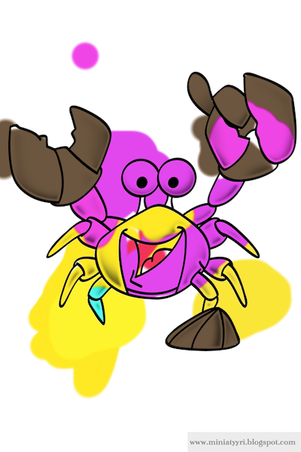 Valokuvattu rapu ja piirretty rapu