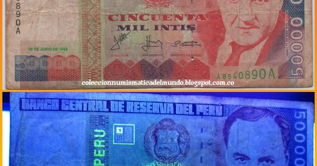 Coleccion de billetes y monedas (numismatica): 50000 intis Perú 1988 / ...