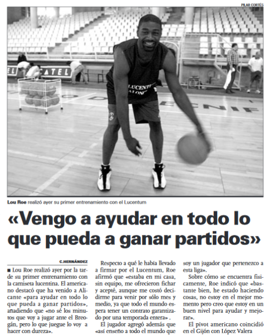 Se cumplen 14 años del debut de Lou Roe con el Lucentum - Lucentum Blogging