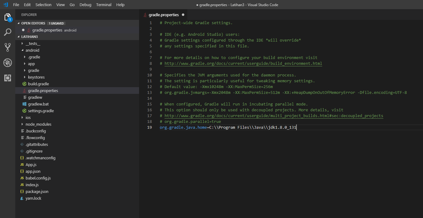 React Native Error Execution Failed For Task App