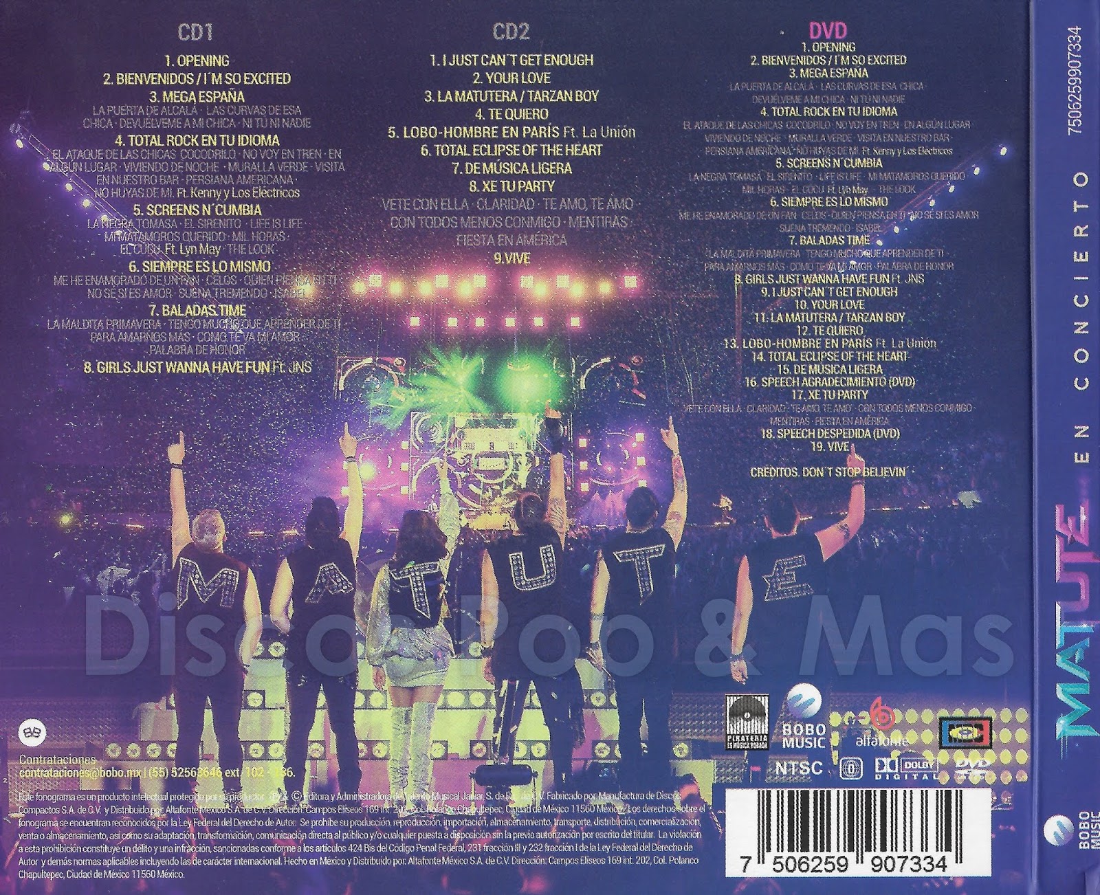 Discos Pop & Mas: Matute - Matute en Concierto Desde la Arena Ciudad de ...