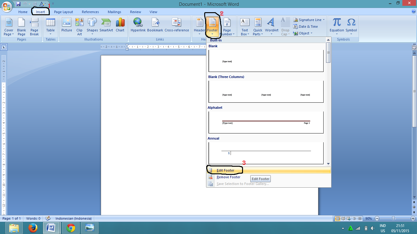 Gambar 3.1 cara membuatkan Footer