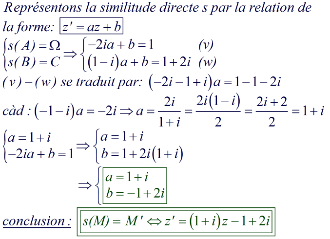 Equation de degré 3 dans C - Similitude directe. EX1