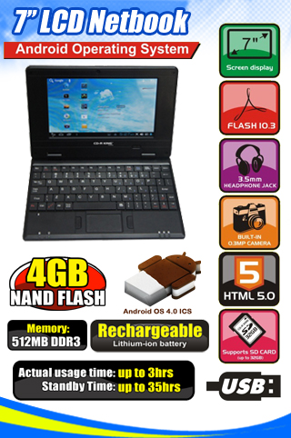 CD-R KING NB-002-M (TM-1257): A 7-inch Android 4.0 ICS Netbook for only ...