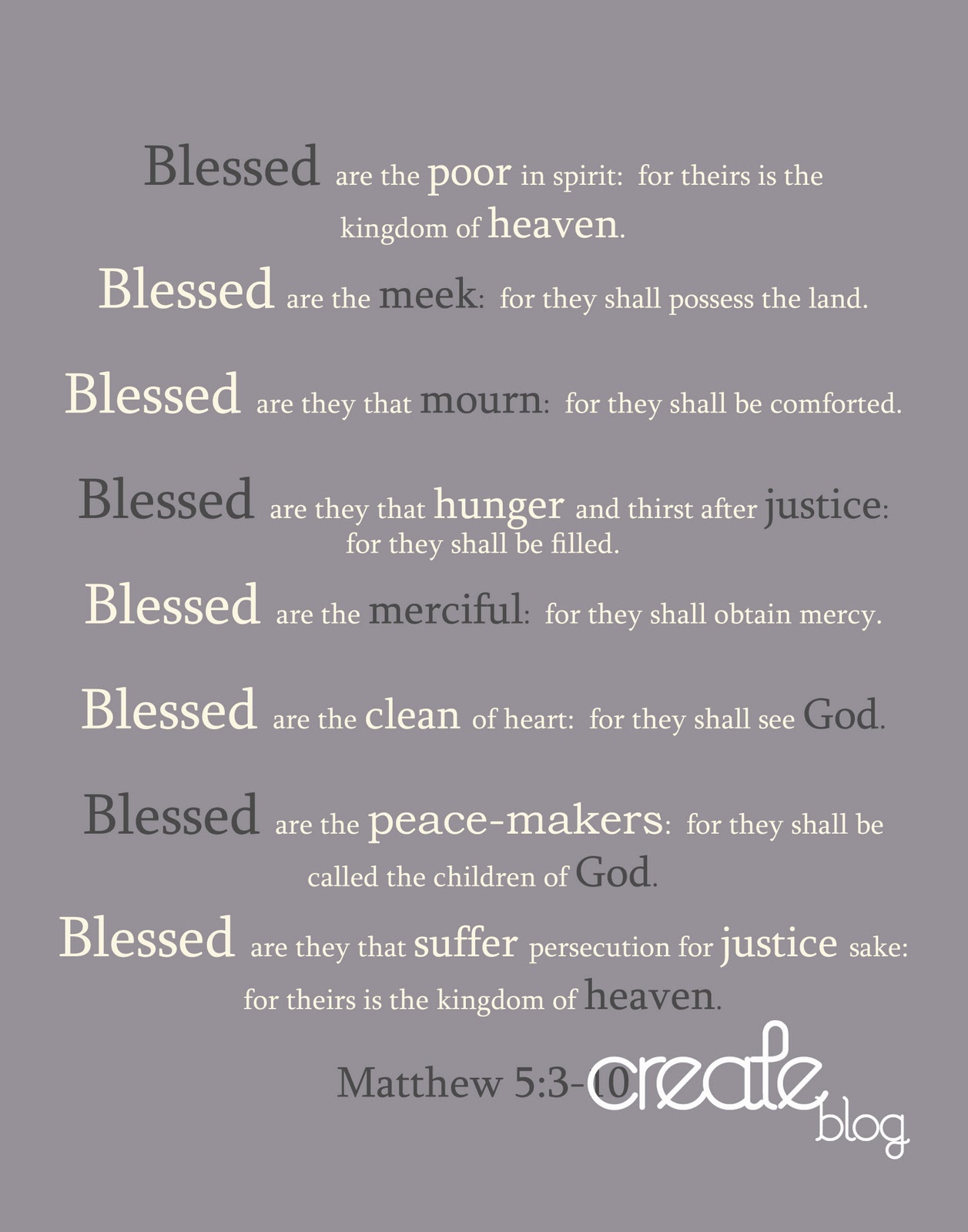 crEATe: Free Printable Beatitudes