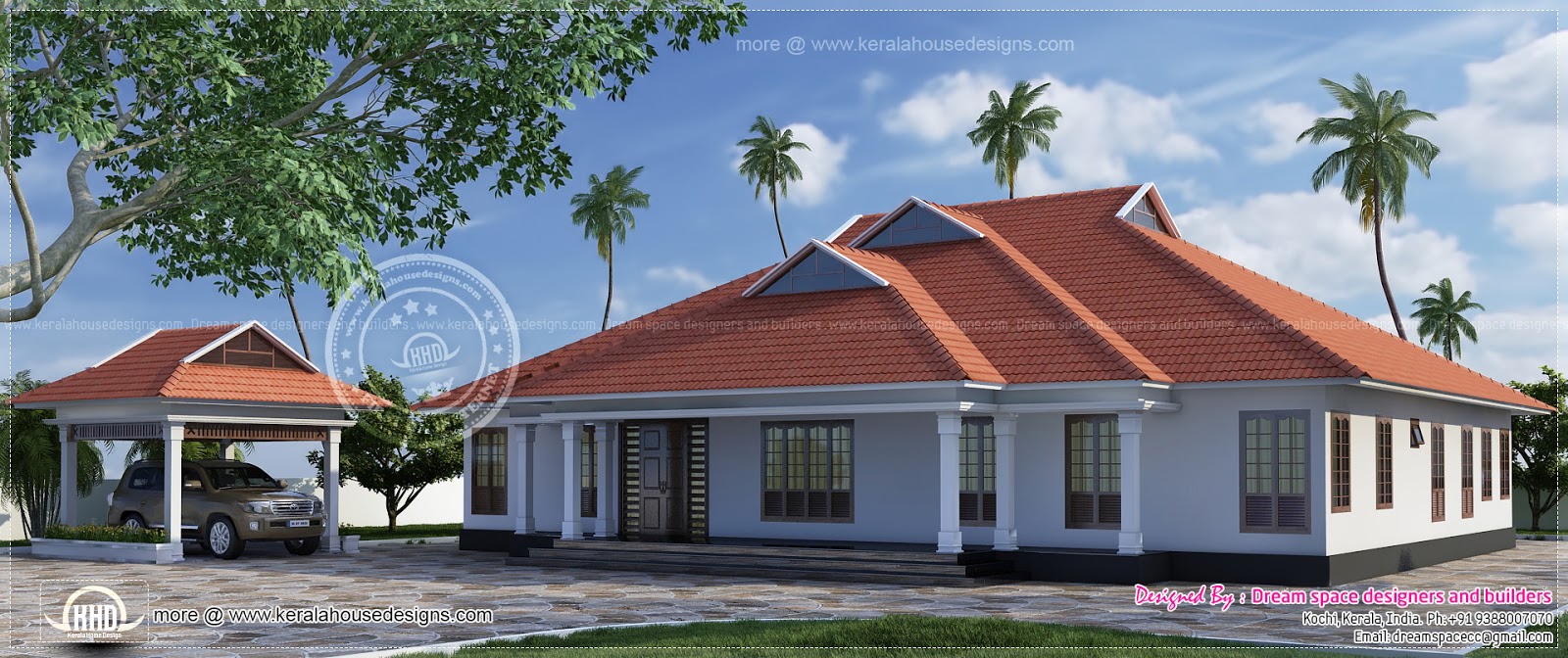 Traditional Kerala villa with slopping roof pattern | House Design Plans