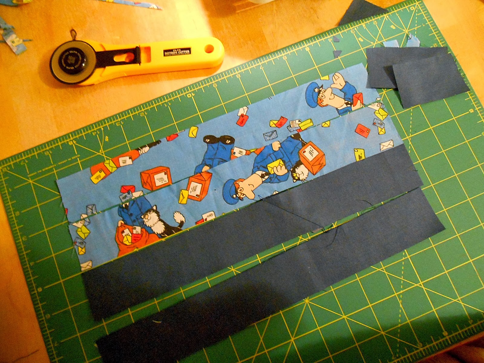 handmade by eva rose: Postman Pat Vintage Fabric - Kids Art Bag Tutorial