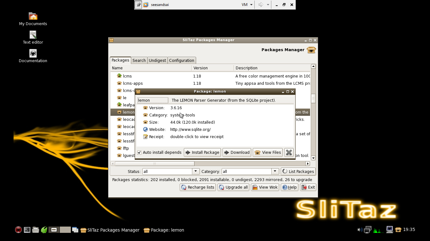 SliTaz-X 3.0: การติดตั้งโปรเเกรมเพิ่มเติม