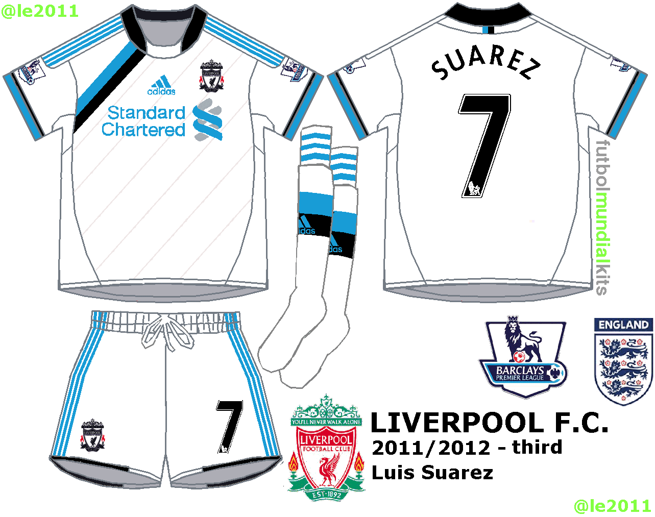 Fútbol Mundial Kits - Uruguay: Liverpool F. C. - 2011/2012 (home, away ...