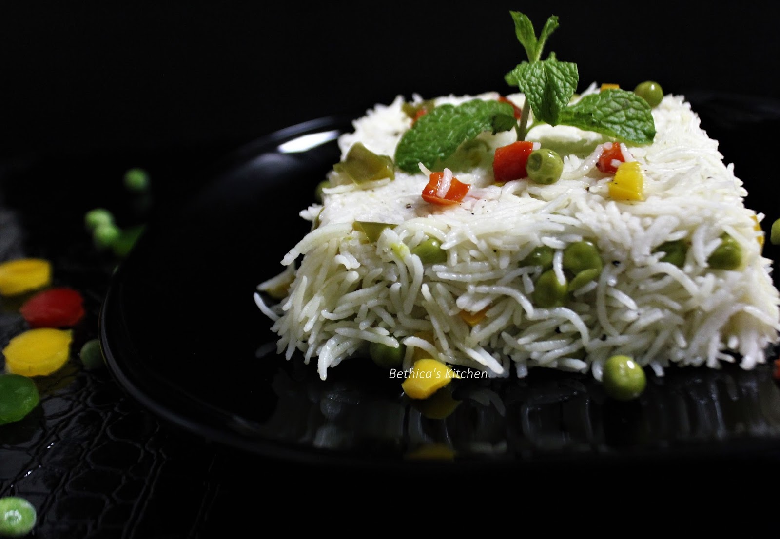 Bethica's Kitchen Flavours: Roz Abiad Bil Bazela (Rice with Peas & Bell ...