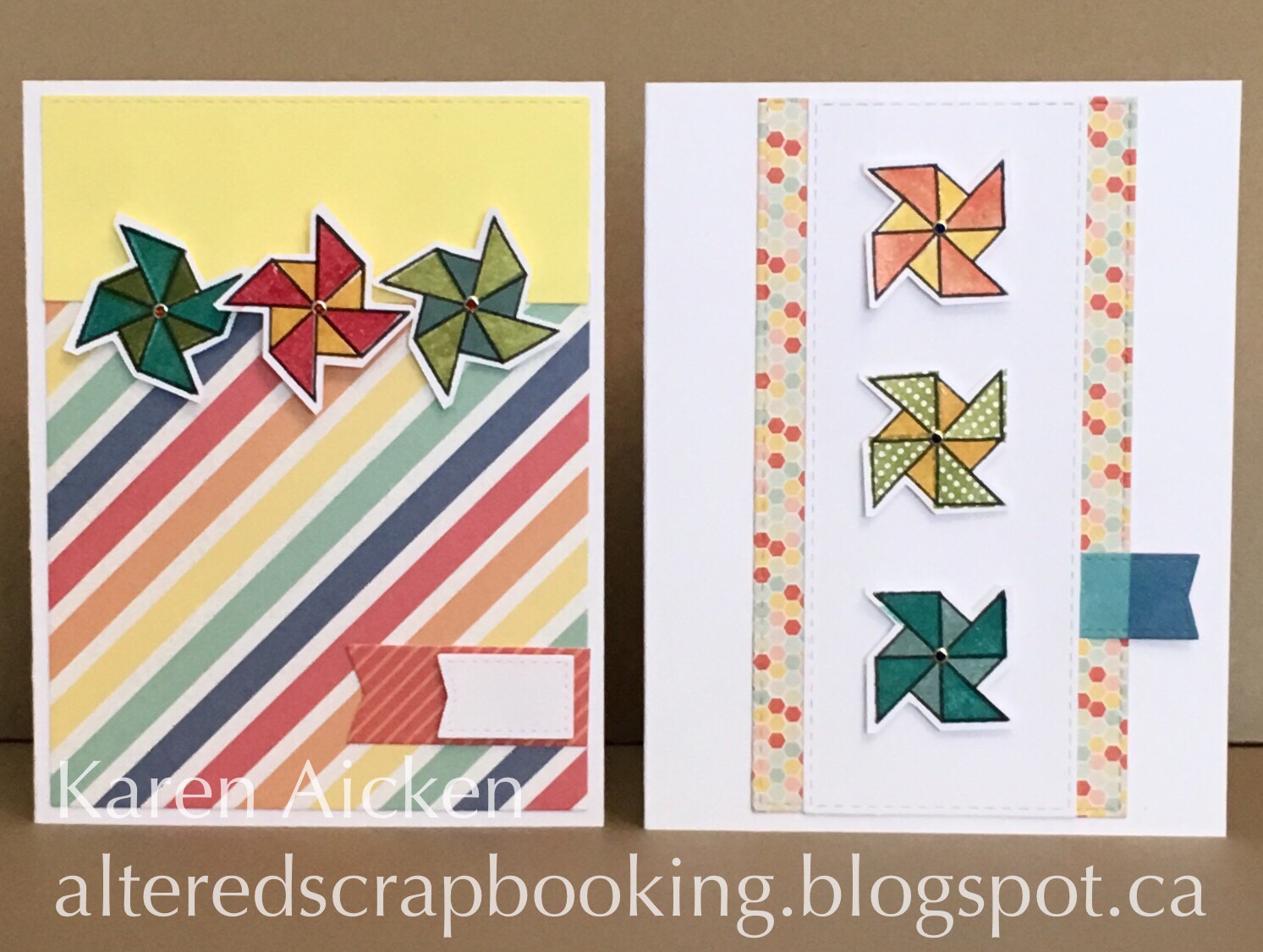 Altered Scrapbooking: Pinwheel Card Duo