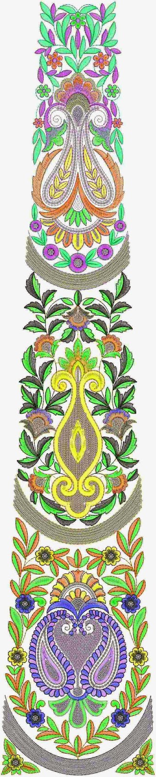 EmbDesignTube: Variegated Embroidery Kali Patch Designs For Wedding Season