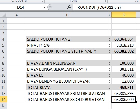 Rumus Pembulatan ke Atas (Excel) | Endonesia Bebas