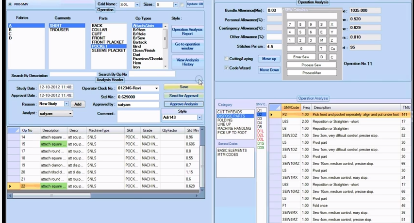 Pro-SMV a Tool to Establish Standard Time (SAM) for Apparel Products