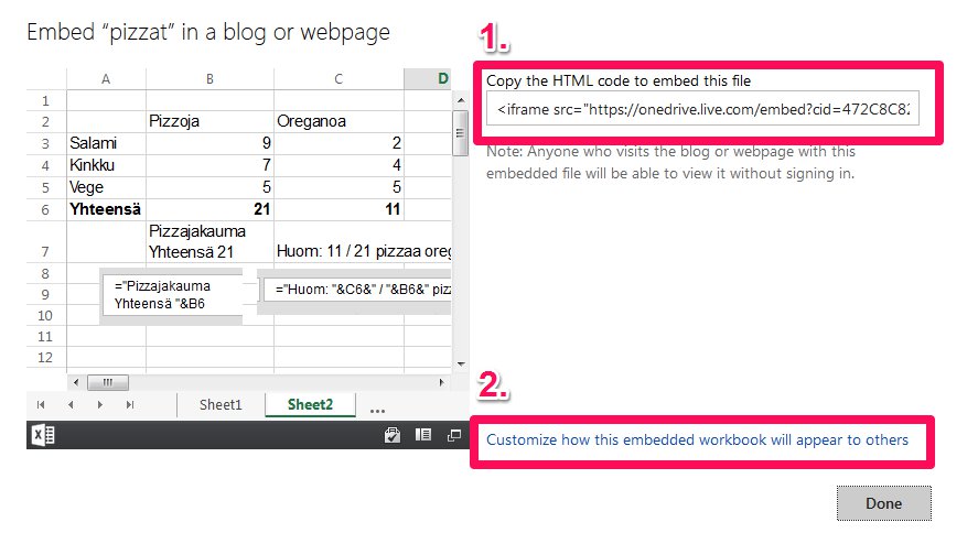 Nixcel: Excelin upottaminen blogitekstiin