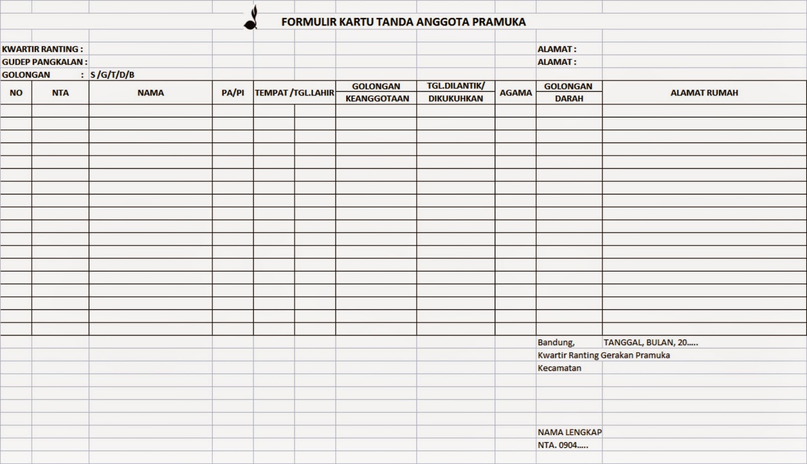 KTA PRAMUKA KWARCAB KAB BANDUNG ~ KWARCAB KABUPATEN BANDUNG
