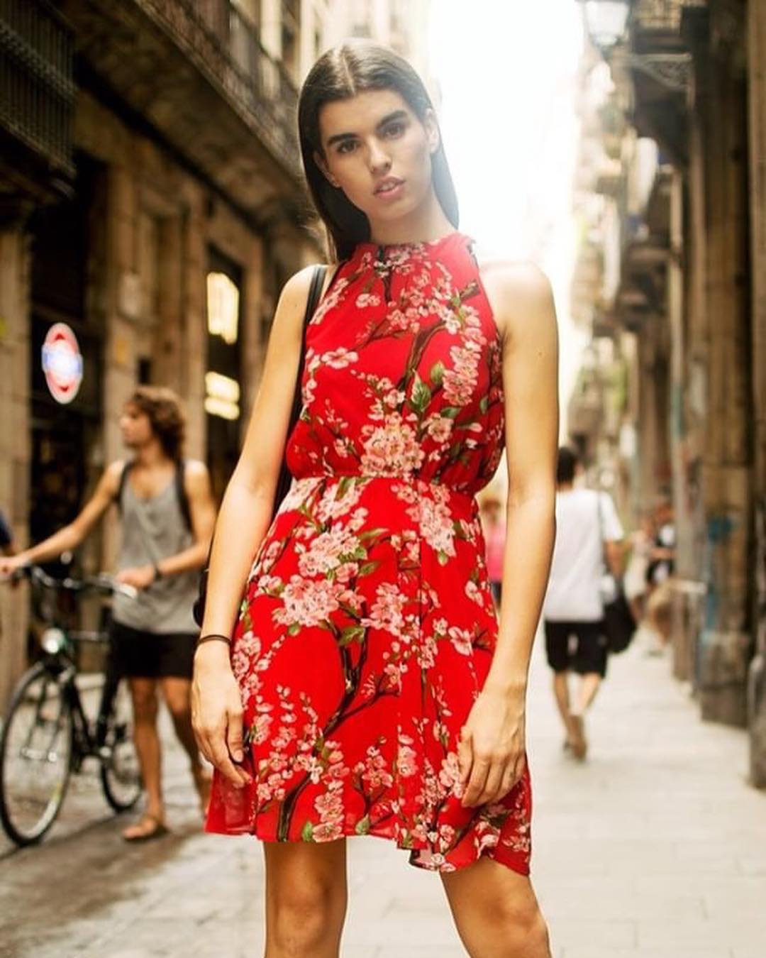 Rym Gallardo – Most Cute Trans Model in Red Floral Dress - TG Beauty