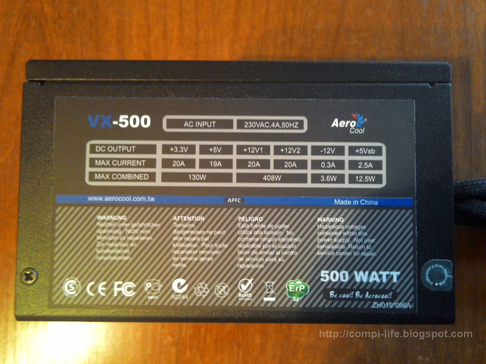 Обзор и тест блока питания AeroCool VX-500 500W