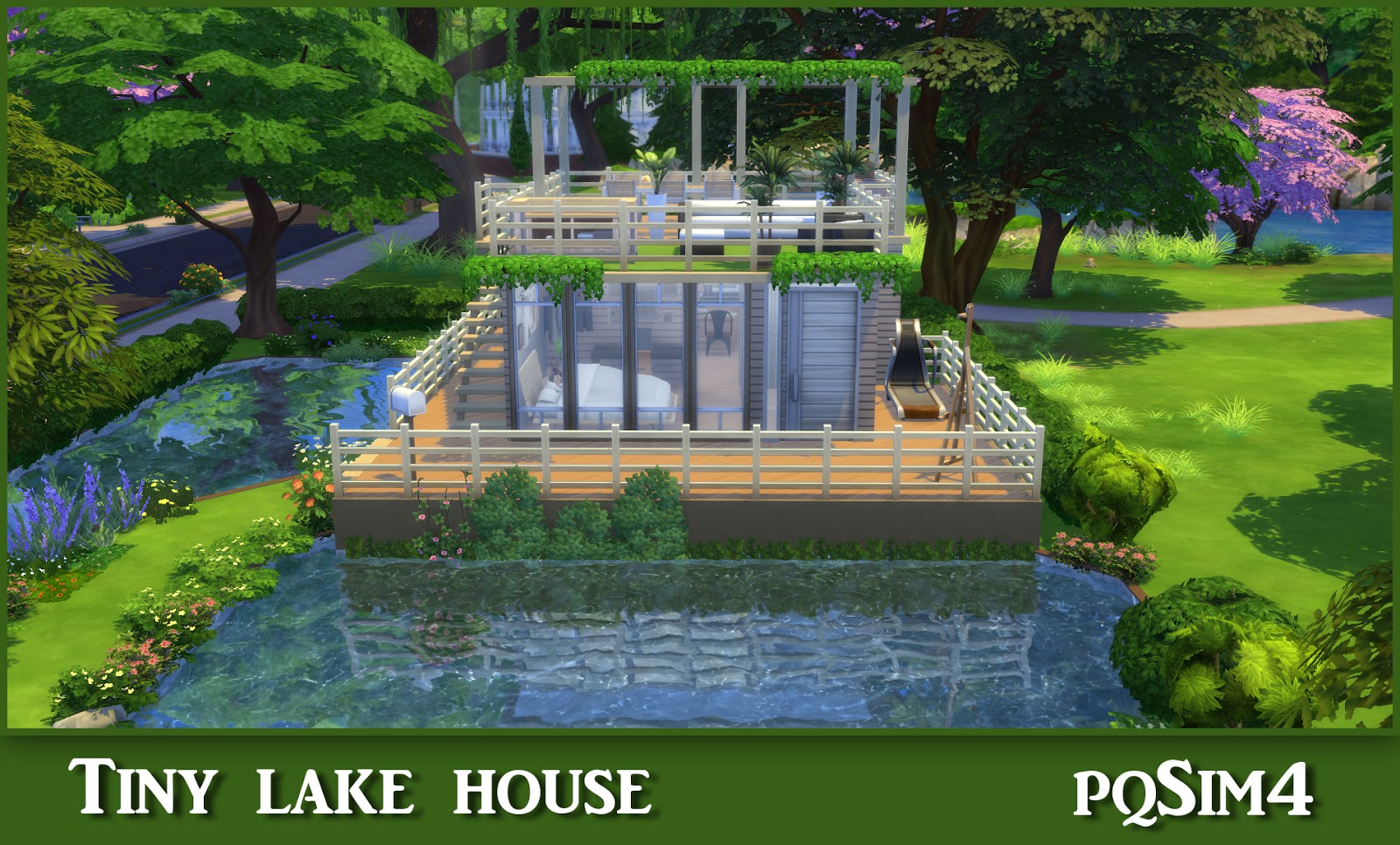 Tiny Lake House. Sims 4 speed build and download.
