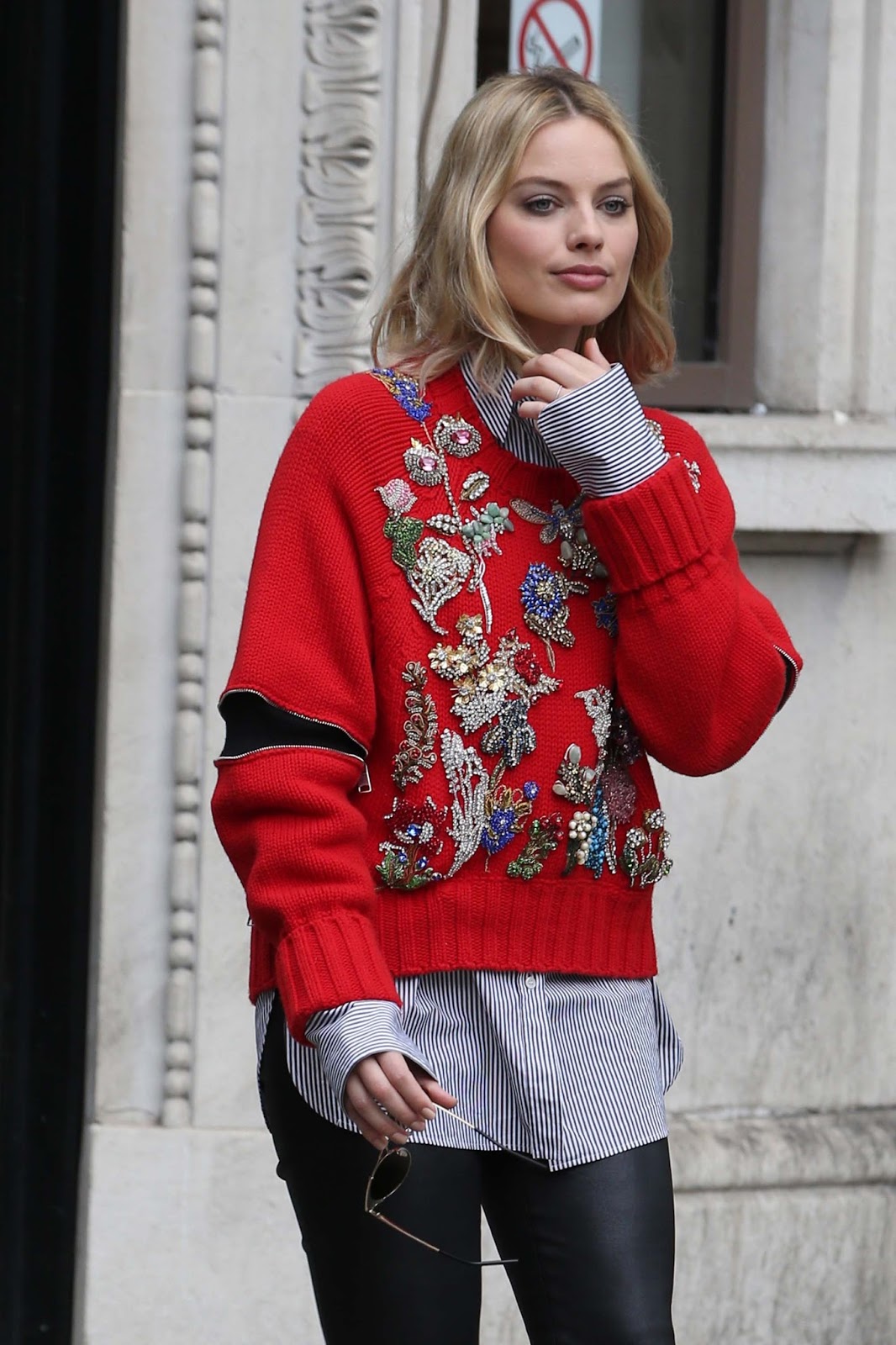 Margot Robbie in leather pants